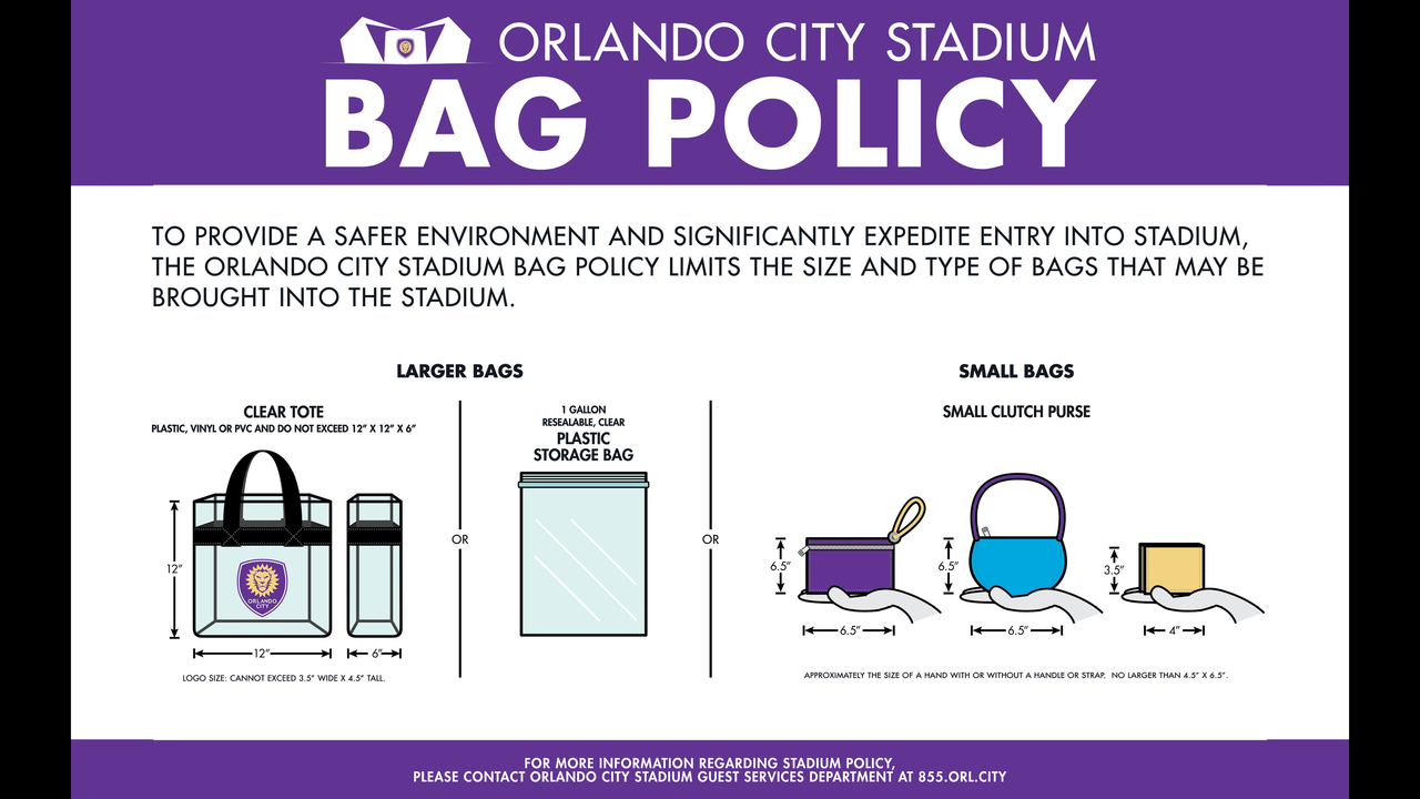 Orlando City Stadium Announces clear Bag Policy